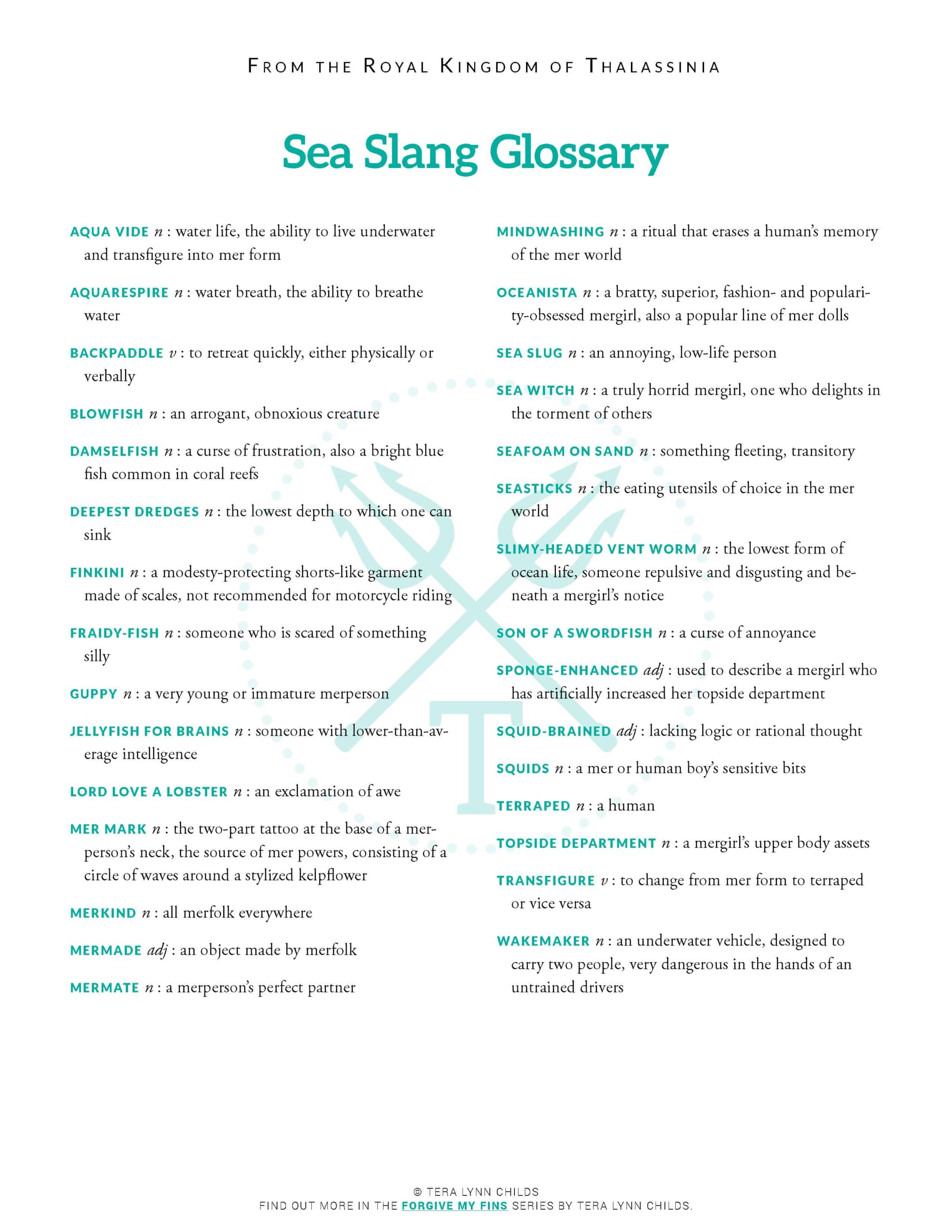 Sea Slang Glossary - Tera Lynn Childs